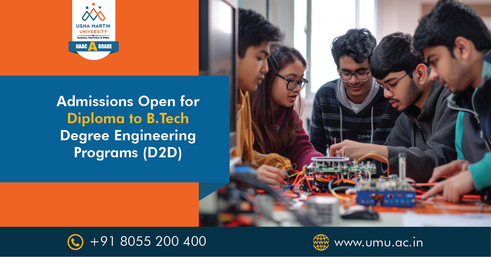 Admissions Open for Diploma to BTech Degree Engineering Programs (D2D)